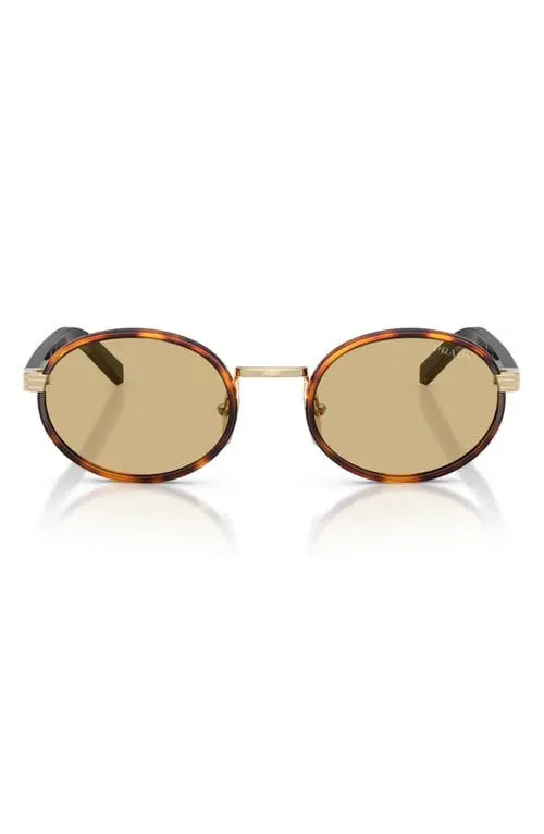 Prada 52mm Oval Sunglasses - Root Tortoise/ Yellow