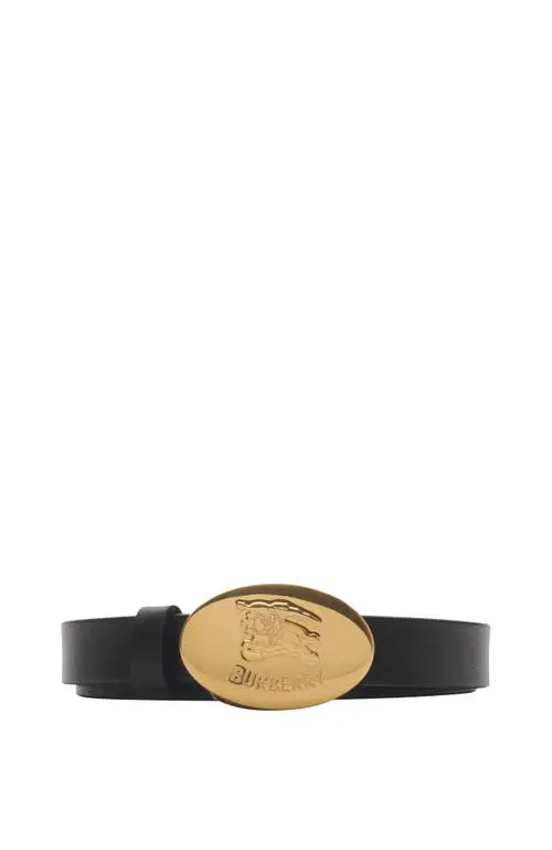 Burberry Thin Reversible Leather Belt With Knight Stamp - Black/hazel
