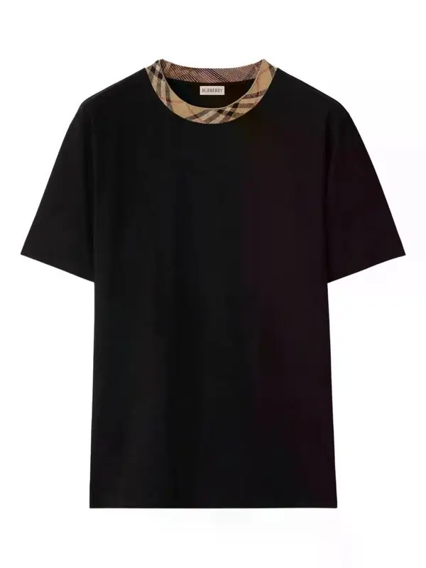 Burberry Check-trim T-shirt - Black