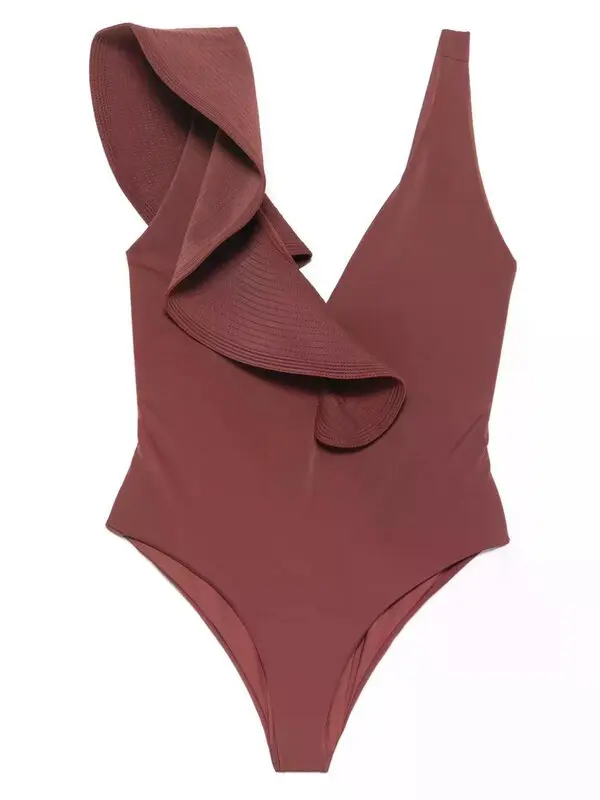 Johanna Ortiz One-piece Swimsuit With Ruffle - Brown