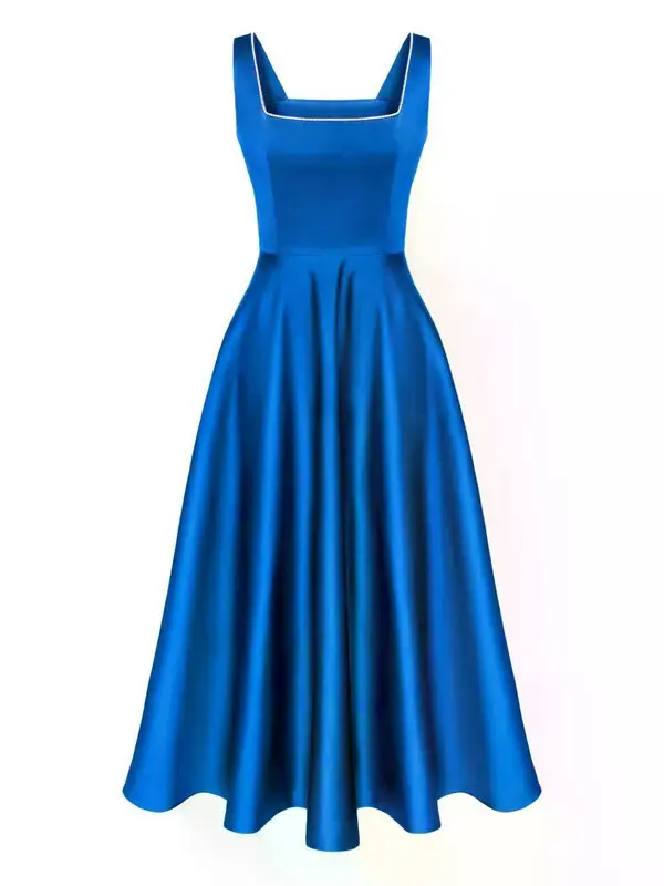 Post Meridiem Decorated-Bodice Midi Dress - Blue