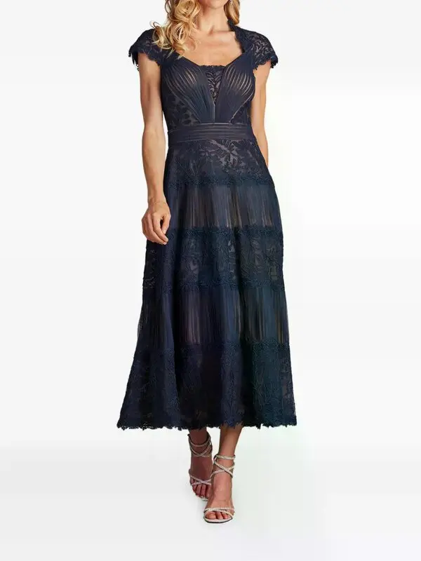 Tadashi Shoji Boette Lace Tea-length Dress - Navy