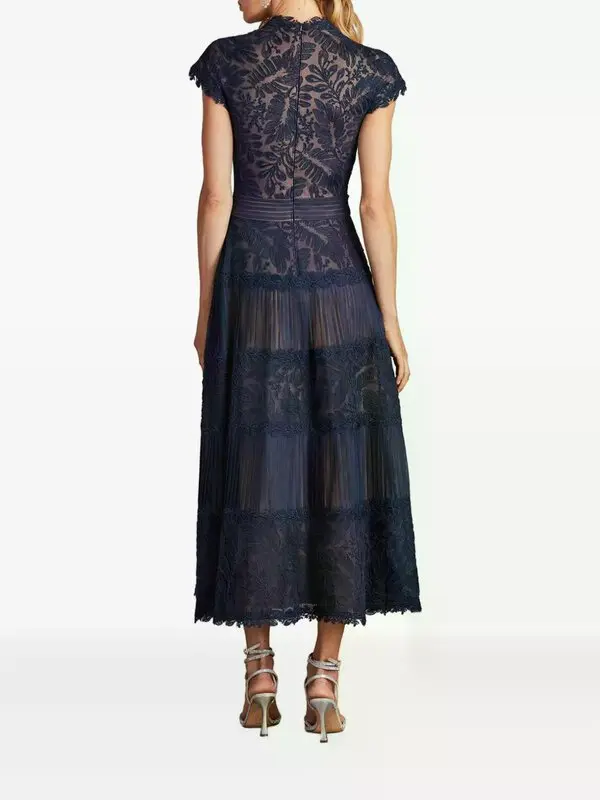 knee length dresses for ladies Belle Sequin Lace Panel Midi Dress – Tadashi Shoji Official Online Boutique