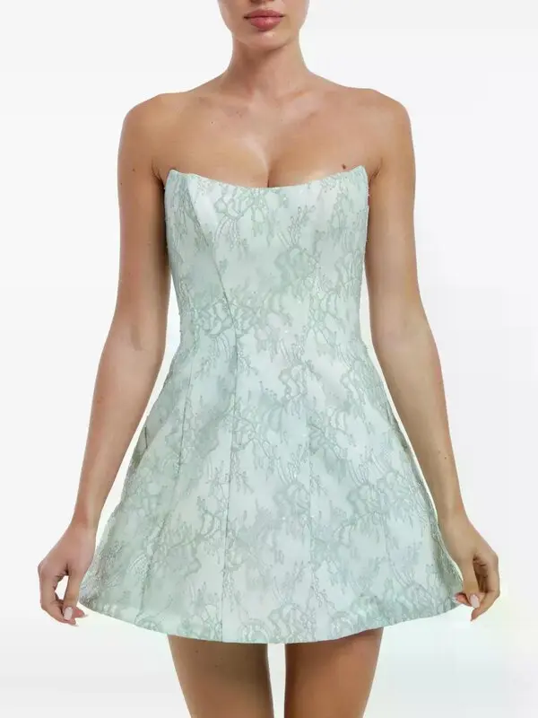 POST MERIDIEM Lace Strapless Mini Dress