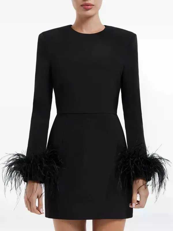 POST MERIDIEM Wrap Feather-sleeve Mini Dress