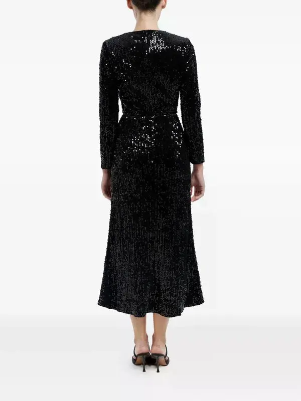 POST MERIDIEM Sequin-embellished Velvet Midi Dress - Black
