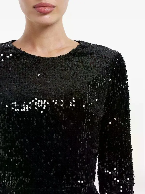 POST MERIDIEM Sequin-embellished Velvet Midi Dress - Black
