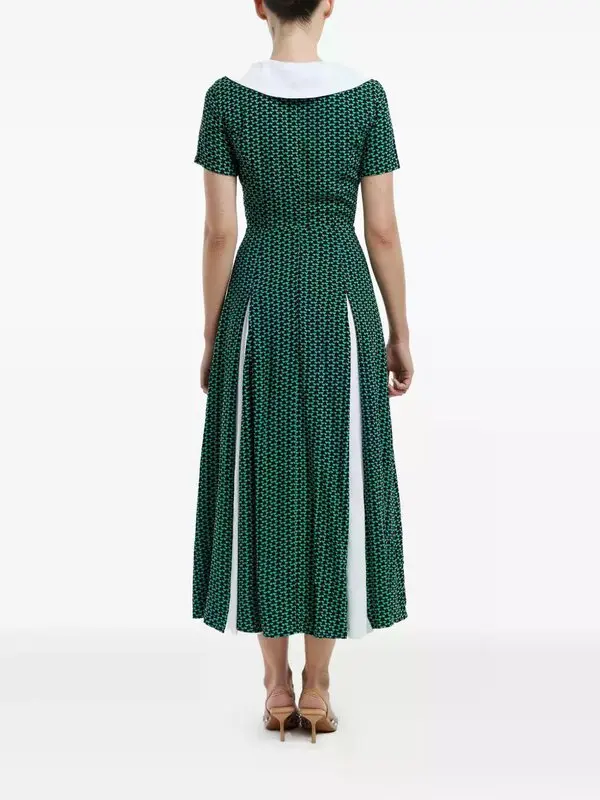 POST MERIDIEM Contrast-collar Midi Dress