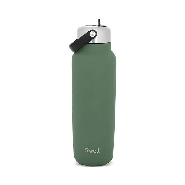S'WELL Stainless Steel Explorer With Flip Straw Lid & Handle, 40 Oz - Green Jasper