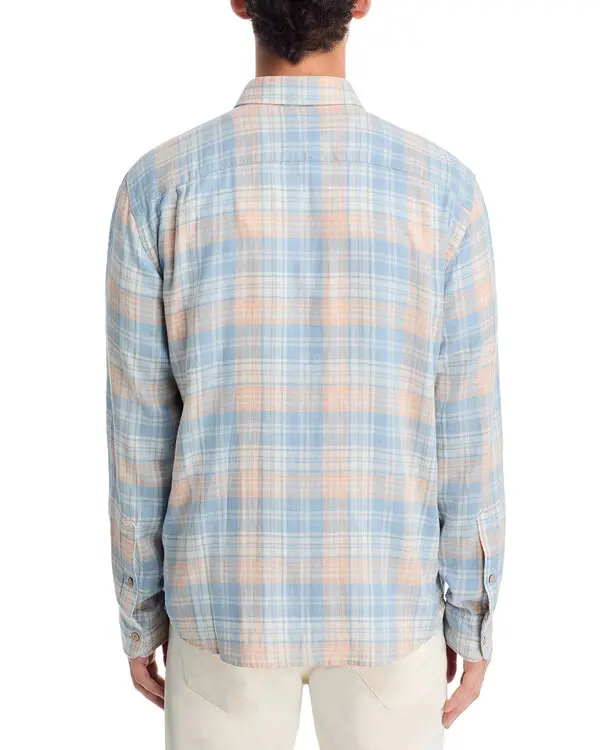 Faherty Brand Regular Fit Button Down Linen Shirt - Coral River Plaid