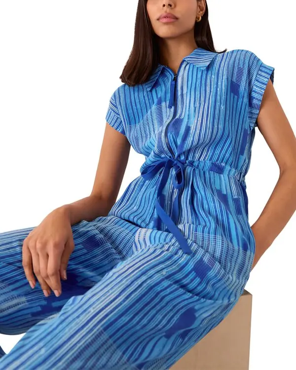 Whistles Stripe Print Zip Front Jumpsuit