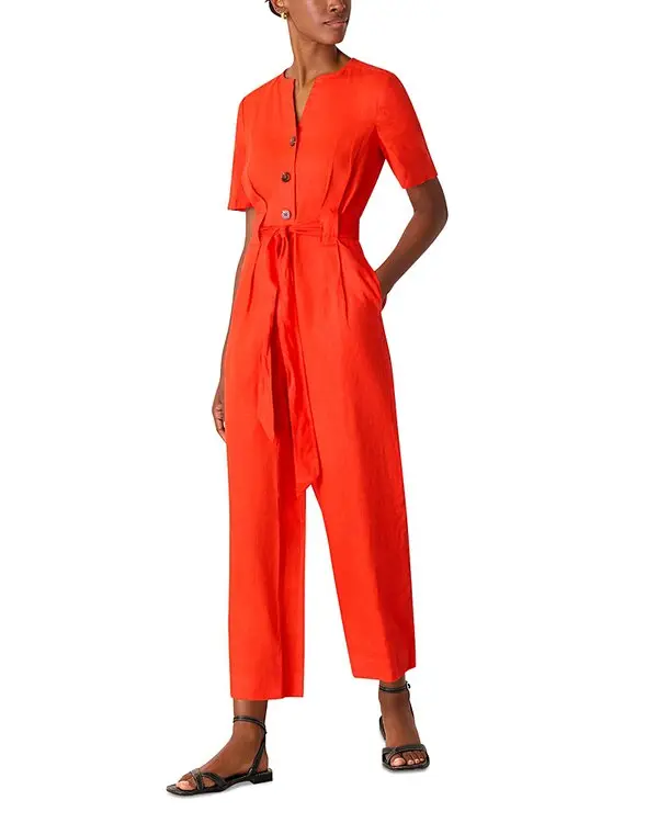 Whistles Fiona Linen Jumpsuit - Red
