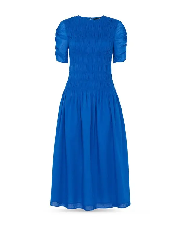 Whistles Avery Smocked Dress - Blue