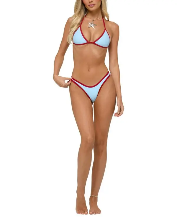 EDIKTED Contrast Binding Triangle Bikini Top - Light-blue