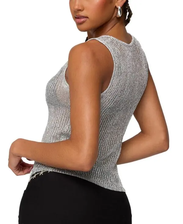 EDIKTED Amalya Shiny Sheer Knit Top