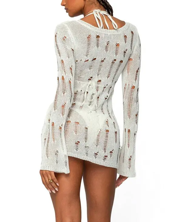 EDIKTED Manuela Distressed Knit Mini Dress