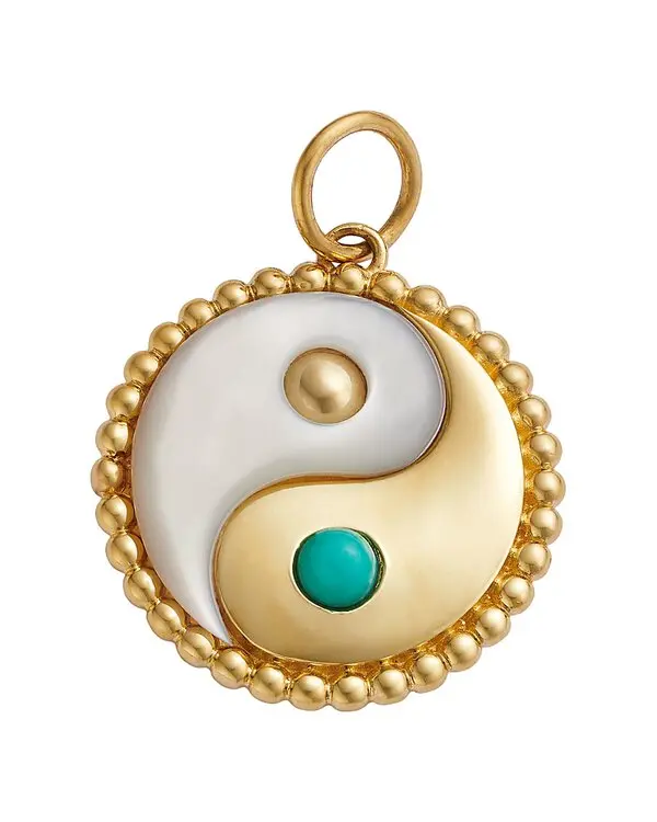 MOON & MEADOW 14k Yellow Turquoise And Mother Of Pearl Yin Yang Charm - Gold