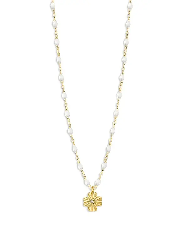 Gigi Clozeau 18k Yellow Gold Classic Gigi Clover Lumiere Necklace - White