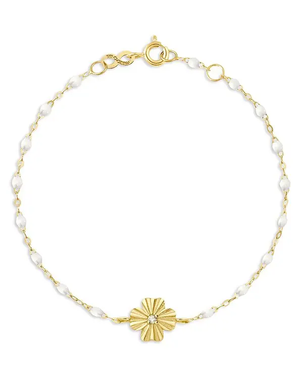 Gigi Clozeau 18k Yellow Gold Gigi Clover Lumiere Bracelet - White