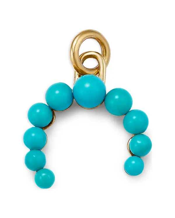MOON & MEADOW 14k Yellow Gold Bead Crescent Charm - Turquoise