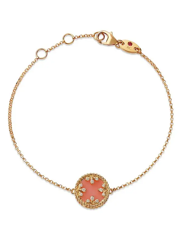 Roberto Coin 18k Yellow Venetian Princess Medallion Bracelet - Pink/gold
