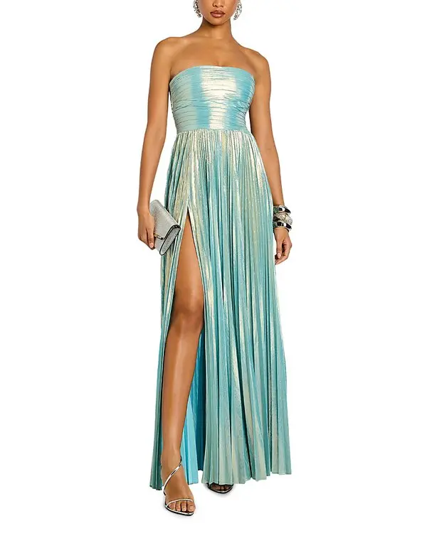 Retrofete Sevyn Pleated Side Slit Maxi Dress - Seychelles