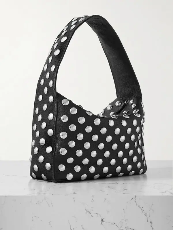 Khaite Elena Studded Textured-leather Shoulder Bag - Black