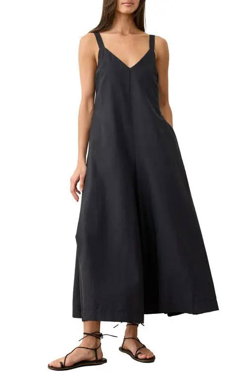 Marine Layer Cari V-neck Wide Leg Jumpsuit - Black