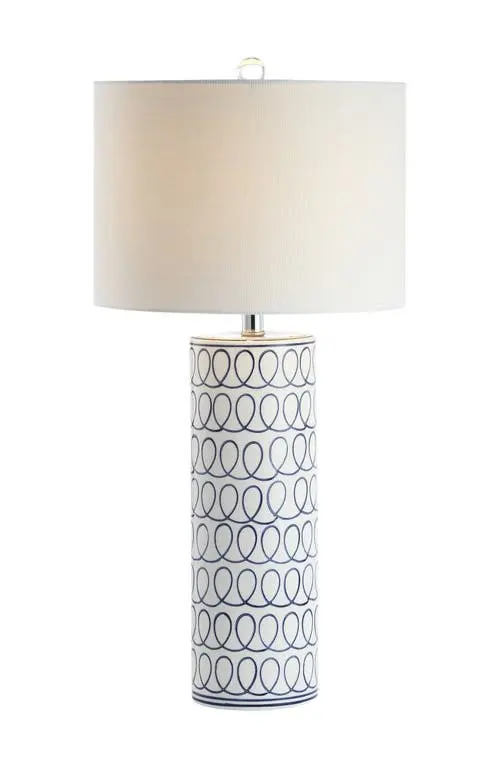 JONATHAN Y Loop 28.75" Ceramic Modern Column Led Table Lamp - White/blue