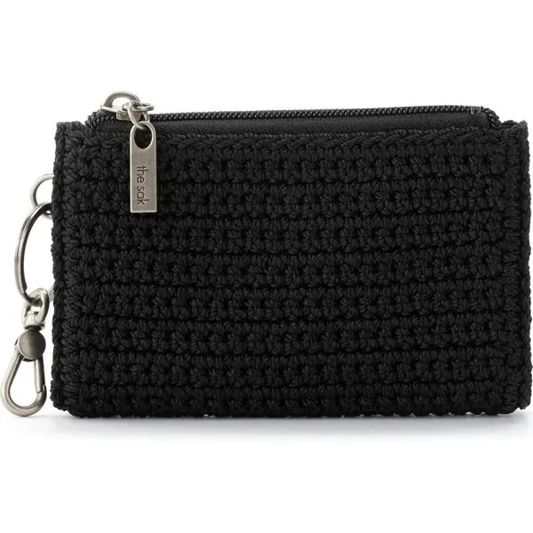 THE SAK Encino Crochet Card Wallet - Black