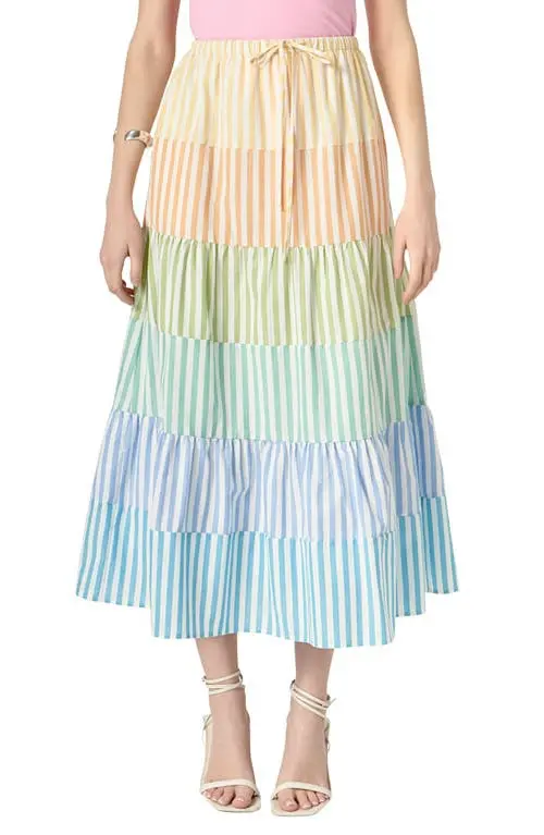English Factory Colorblock Tiered Maxi Skirt