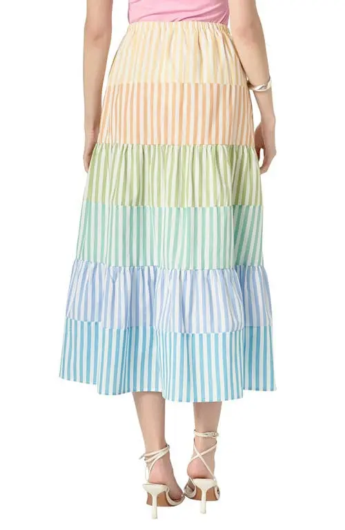 English Factory Colorblock Tiered Maxi Skirt