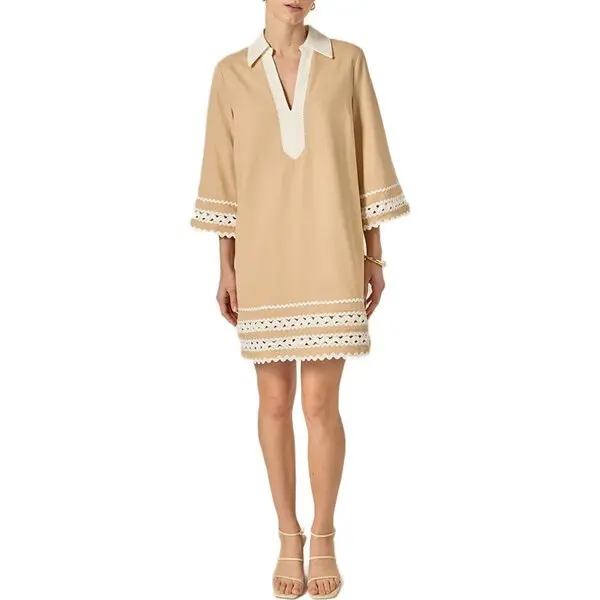 English Factory Colorblock Mini Dress - Beige
