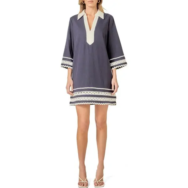 English Factory Colorblock Mini Dress - Navy