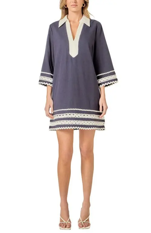 English Factory Colorblock Mini Dress - Navy