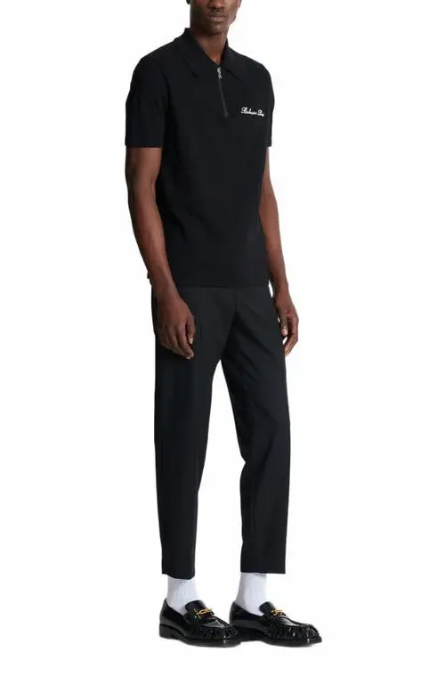Balmain Short-sleeved Polo Shirt With Embroidery - Black