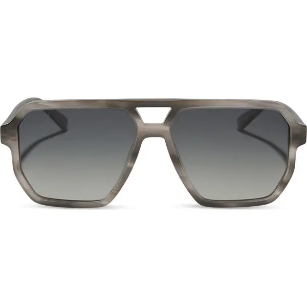 DIFF Cameron 57mm Polarized Navigator Sunglasses - Smoke Marble/grey Gradient