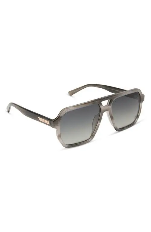 DIFF Cameron 57mm Polarized Navigator Sunglasses - Smoke Marble/grey Gradient
