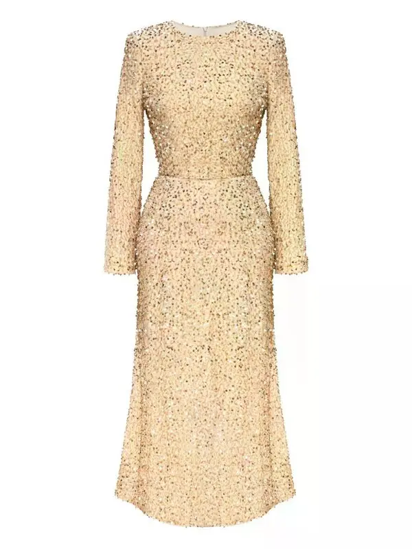 POST MERIDIEM Sequin-embellished Velvet Midi Dress - Neutrals