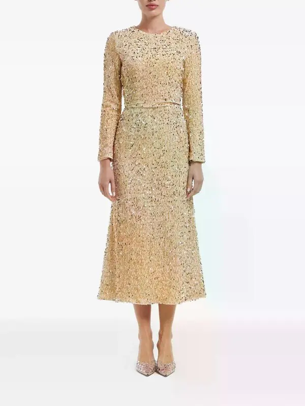 POST MERIDIEM Sequin-embellished Velvet Midi Dress - Neutrals