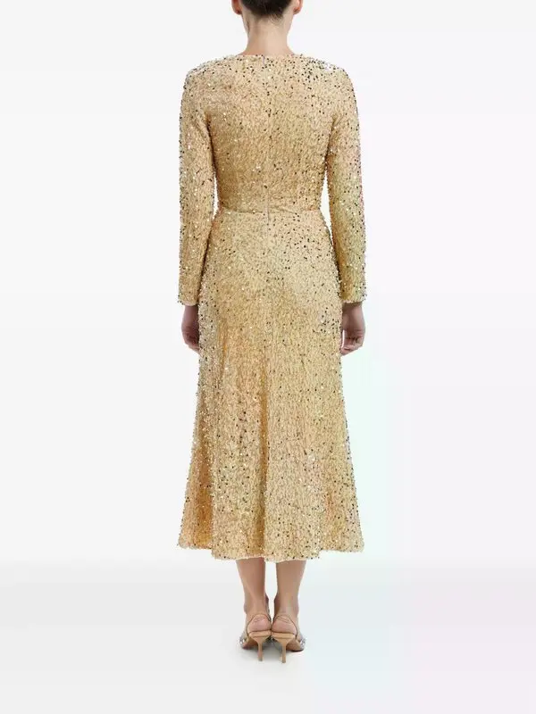 POST MERIDIEM Sequin-embellished Velvet Midi Dress - Neutrals