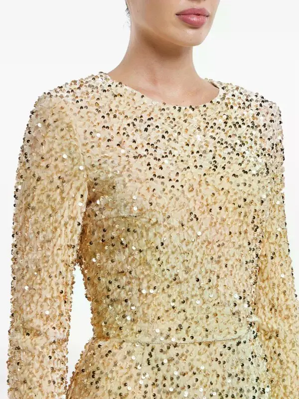 POST MERIDIEM Sequin-embellished Velvet Midi Dress - Neutrals