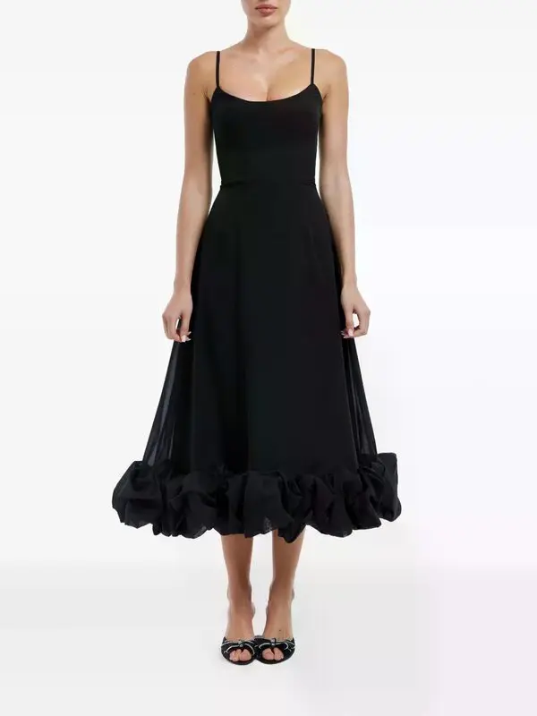 POST MERIDIEM Flounce Bustier Midi Dress - Black