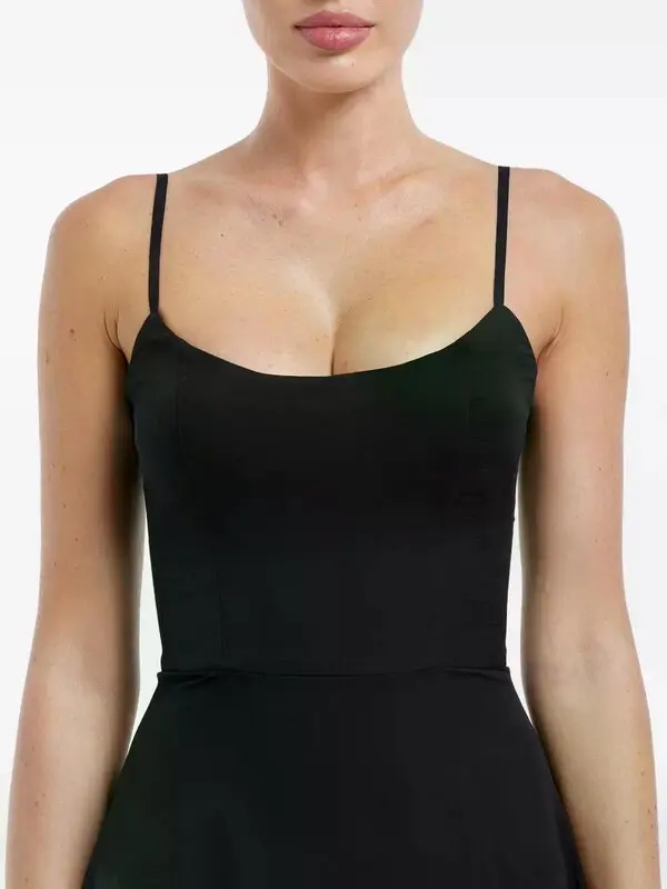 POST MERIDIEM Flounce Bustier Midi Dress - Black