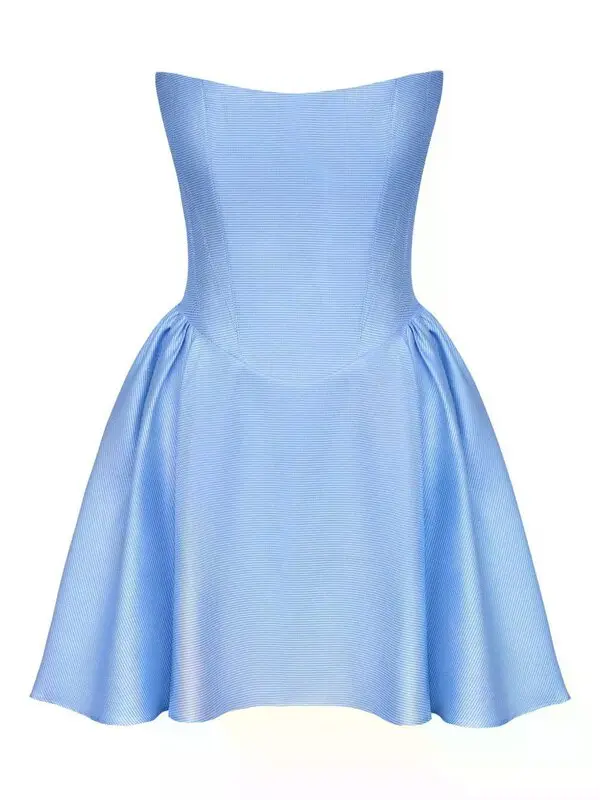 POST MERIDIEM Tuck Corset Mini Dress - Blue