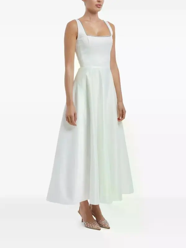 POST MERIDIEM Decorated-bodice Midi Dress - White