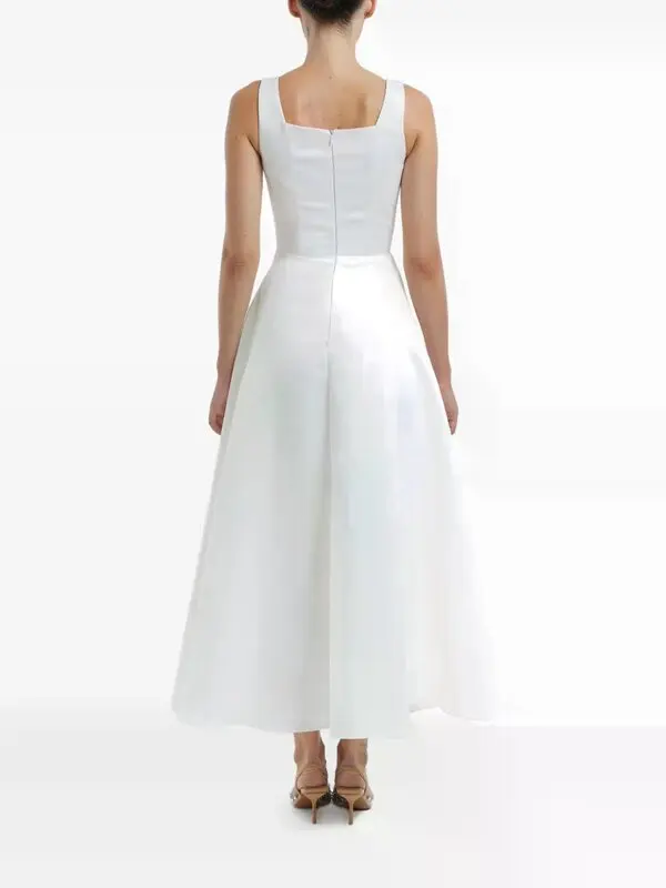 POST MERIDIEM Decorated-bodice Midi Dress - White