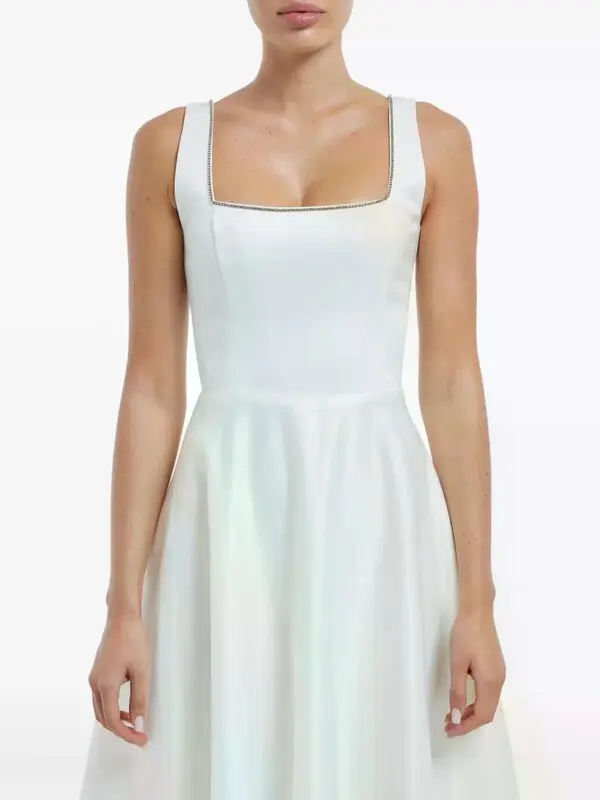POST MERIDIEM Decorated-bodice Midi Dress - White