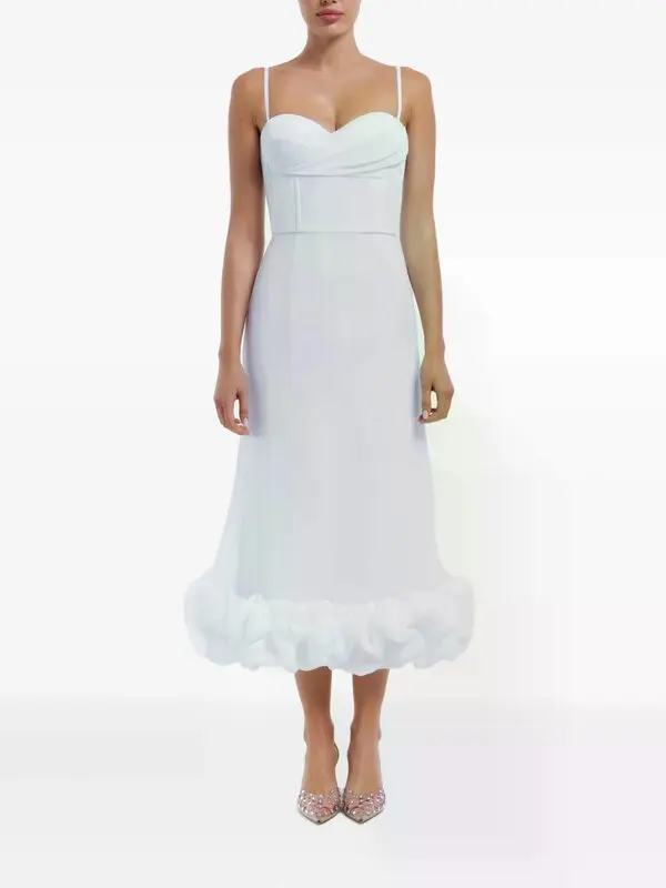 POST MERIDIEM Draped-bodice Flounced Bustier Dress - White