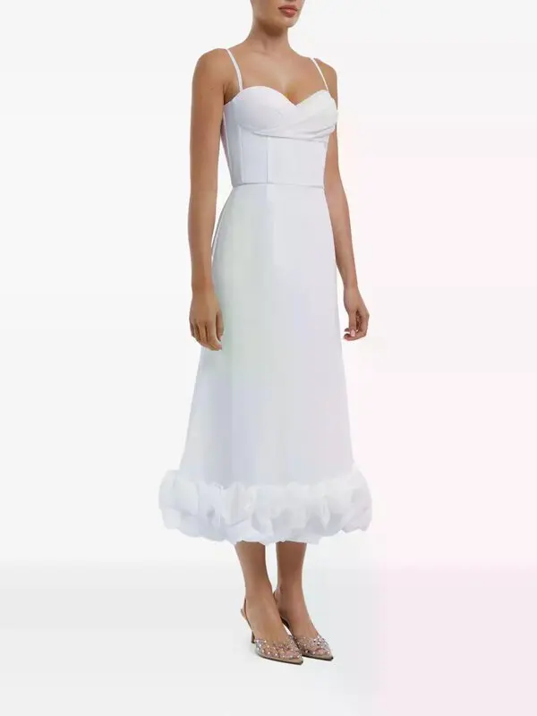 POST MERIDIEM Draped-bodice Flounced Bustier Dress - White